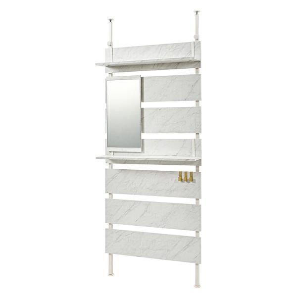 お部屋のいろいろな場所に設置できる突っ張り式ラック。ミラーパーツ付きで、玄関で身だしなみのチェックや寝室でドレッサー替わりになど壁面をおしゃれに使えます。【注意事項】・販売ページ内に記載しております通り当該商品はメーカー取り寄せ商品となりま...