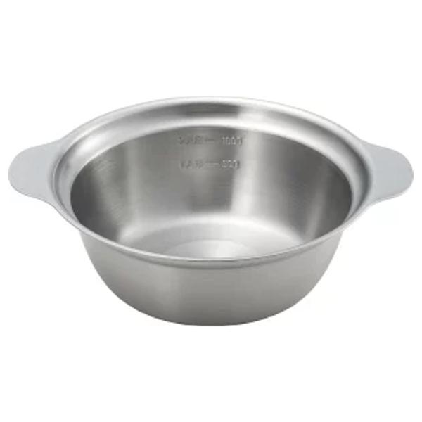 燕三条製 IH対応どんぶり鍋1〜2人用の小さなどんぶり鍋。インスタントラーメンやうどんはもちろん、小型の卓上鍋としても便利です移し替えに便利なフチ形状と、インスタントラーメン作りに便利な目安目盛り付きで使いやすい一枚板を加工した形状なので、...