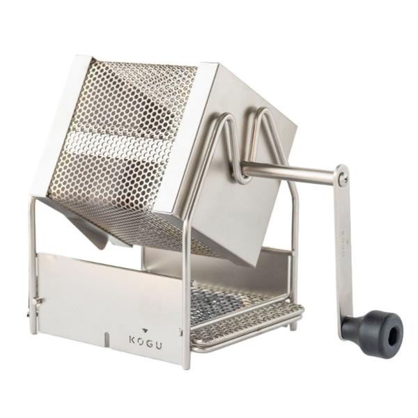 珈琲考具　ロースターガス火で自家焙煎！コーヒー豆の香りとパチパチと弾ける音を楽しみ、出来上がりに感動する。同じ豆でも焙煎具合で大きく変わる味をお楽しみください。コーヒー生豆約50-200gが1回の焙煎目安。本体の中にはハネ（金属板）があるの...