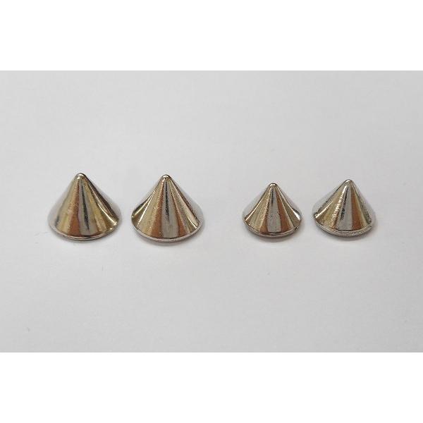 形状：円錐形カラー：シルバーサイズ中：10.0mmｘ7.4mm小：8.0mmｘ6.0mm入数：10個入り