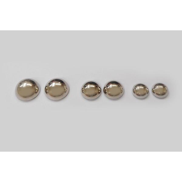 形状：半円球形カラー：シルバーサイズ大：11.7mmｘ5.1mm中：9.8mmｘ4.4mm小：8.0mmｘ3.6mm入数：10個入り（小の入数は20個入り）