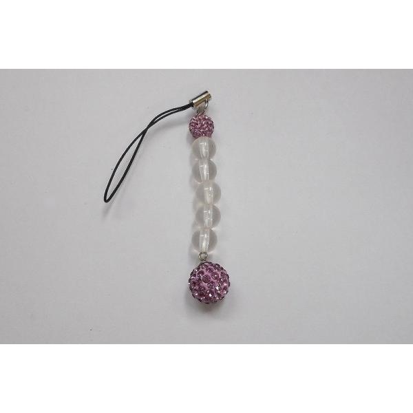 携帯、スマホ、キラキラボールストラップ 全16色紐カラー：黒サイズ：8mm1個、12mm1個、キラキラボール8mm、白濁ボール4個