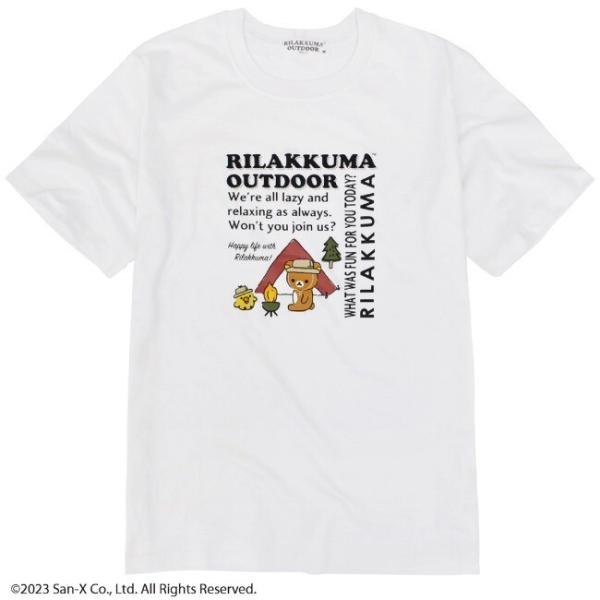 リラックマ サンエックス Tシャツ 半袖 プリント トップス アウトドア・素材：綿 100%・サイズ(単位cm)： M(身長165〜175) / L(身長175〜185)/LL(身長175〜185)・生産国：バングラデッシュ・カラー：ホワイ...