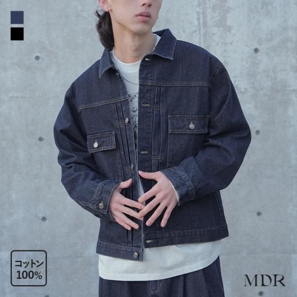 デニムジャケット メンズ ライトアウター ジャケット ブルゾン 長袖 デニム 配色 ステッチ タック 綿100％ セットアップ 【MEN】 上下セット 【TP】 アウター 羽織り Gジャン ジージャン スプリングコート 襟付き ショート丈 ...