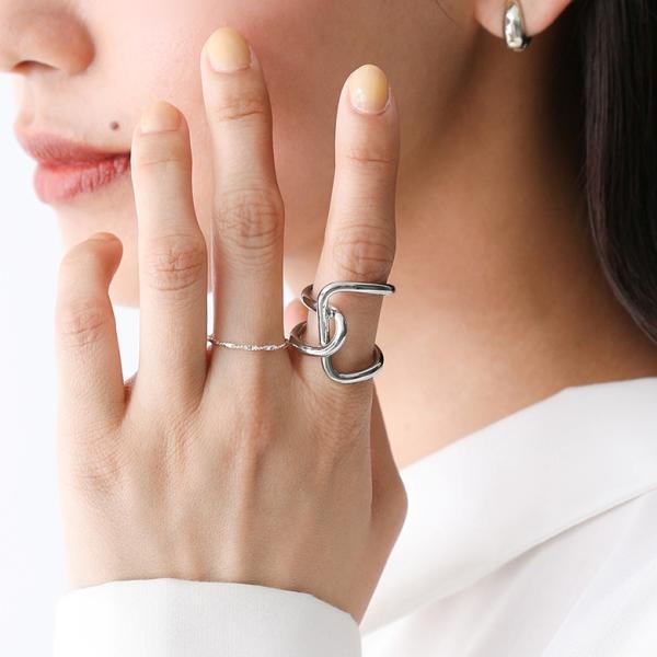 リング レディース アクセサリー 指輪 小物 シルバー クロス カーブ アクセント デザイン ニュアンス 【アクセサリー】 春 夏 秋 冬 オールシーズン カジュアル キレカジ 10代 20代 30代 40代 50代 60代 大人女子 大人...