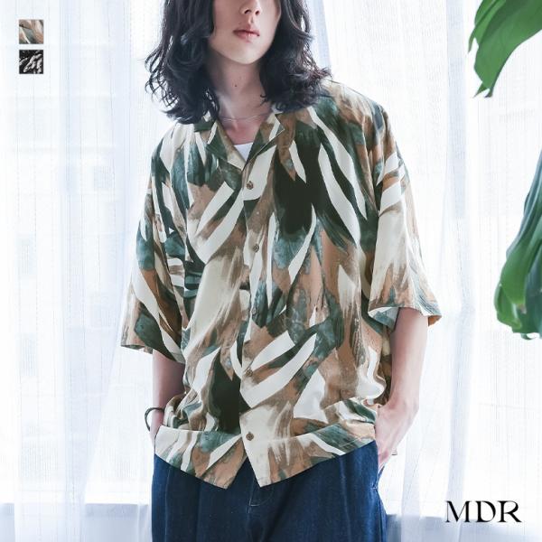 シャツ 半袖 メンズ 春 夏 トップス カジュアルシャツ 羽織 総柄 グラフィカル プリント オープンカラー 開襟シャツ 薄手 しわになりにくい セットアップ 【MEN】 上下セット 【TP】 オープンカラーシャツ ボタンシャツ 前開きシャ...