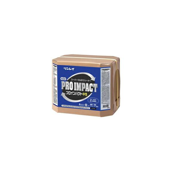 リンレイ　ニュープロインパクト中性（18L）業務用洗剤強力多目的洗剤/万能洗剤【用途】■ 床、壁、ドア、家具、換気扇、ビニールレザー椅子、洗面台、トイレ、浴室等、水の使える様々な硬質面の汚れに使用できます。■ 特殊浸透剤DSAとイオン洗浄成...