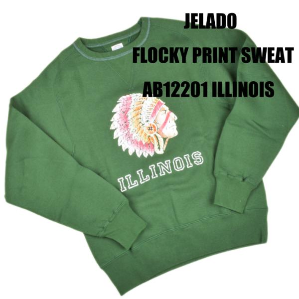 ジェラード(JELADO) フロッキープリント スウェット ILLINOIS GREEN AB12201