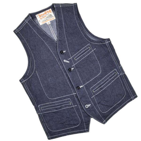 シュガーケーン（SUGAR CANE）ワークベスト 11oz BLUE DENIM WORK VEST SC15702