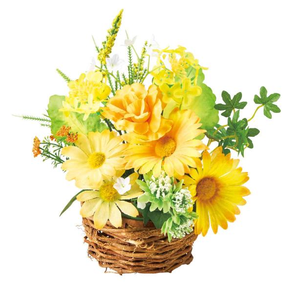 【素材】発泡スチロール・ポリエステル・ポリエチレン・スチール　　　　ベース：ラタン(籐)【サイズ】幅23×奥行14×高さ24cm　　　　　ベース：直径10×高さ5cm【入数】1個〜商品の説明〜2〜5月に咲く春の訪れを告げる鮮やかな黄色の菜の...