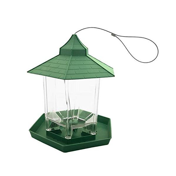 【商品概要】約1kgのエサを設置することができるバードフィーダー。透明な容器はエサの容量を簡単に把握することができるエサが食べられると自然にエサが落ちる仕組みになっており新鮮なエサを供給する。六角形の屋根は日陰を作るとともに小鳥を雨から守る...