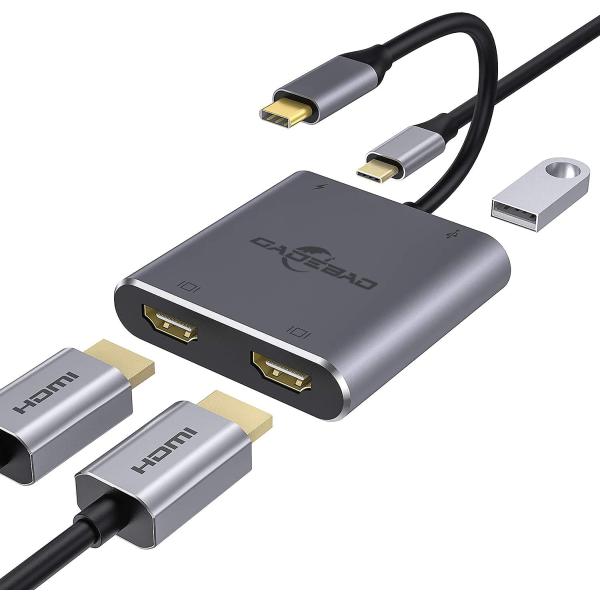 【商品概要】【USB C to 2 HDMI アダプタ】2つのHDMIポート+USB 2.0ポート+PD高速充電ポートをサポートする。ソフトウェア、ドライバ、または複雑なインストールを必要とせず、接続するだけで手軽に利用できます。この四つポ...
