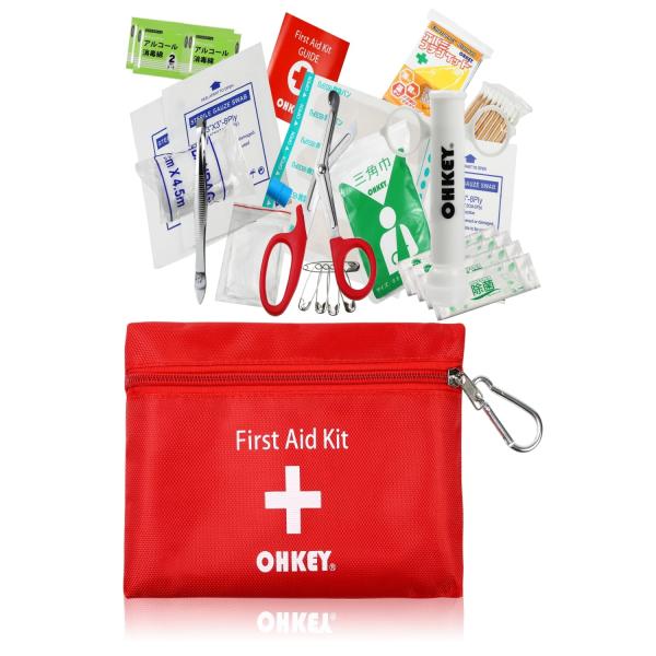 【商品概要】『いざという時に！』 どこでも素早く応急手当ができるOHKEY ファーストエイドキット 救急セット小アウトドア 登山 スポーツ時など外出先で 『いつ』突然のケガや毒虫刺されにおそわれるか分かりません。『何かあってから』では遅すぎ...