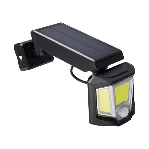 【商品概要】【ソーラー式センサーライト】パネル一体型ソーラー発電式センサーライトです。ソーラー発電式なのでコンセントがない場所に設置できて、電気代もかかりません。【2か所可動で角度自在】光が均一で見やすいCOB LED搭載。本体側面にもLE...