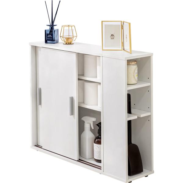 【商品概要】【商品サイズ】:(約)幅74×奥行19.5×高さ61cm【省スペースかつ大容量】：奥行19.5cmと省スペース設計なので、狭い場所でも気兼ねなく設置ができます。さらに、コンパクトながらも大きめのトイレットペーパーが20個収納でき...