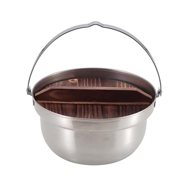 【商品概要】製品サイズ:(約)鍋/外径208×高さ107cm(本体のみ)、木蓋/外径195×高さ35mm、寸法18cmセット重量:(約)535gセット内容:鍋×1、木蓋×1満水容量:2.7L材質:鍋/ステンレス鋼(クロム18%、ニッケル8%...