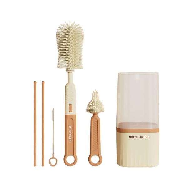 【商品概要】【哺乳瓶ブラシセット】洗浄ブラシは、哺乳瓶などを傷つけない柔らかいシリコンブラシで洗浄することができます。また、蓋の部分は分解して洗えるのでとても衛生的にご使用いただけます。【コンパクトで持ち運び便利】軽量でコンパクトサイズなの...