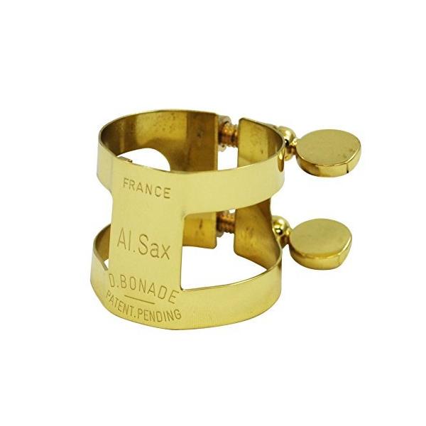 リードとマウスピースの接点が中心部に集まる設計になっています。ブラス材のリガチャーで、中央2本の金属レールがリードを支え、より豊かな音量・音色が得られます。■アルトサックス(ラバー)用■ゴールドプレート仕上げ■逆締め