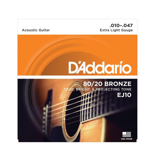 D'Addario 80/20 BRONZE EJ10 Extra Light 010-047D'Addarioは初めて80/20ブロンズをアコースティックギター弦に採用したパイオニアです。ブライトで切れの良いサウンドが特徴で、多くのアーテ...