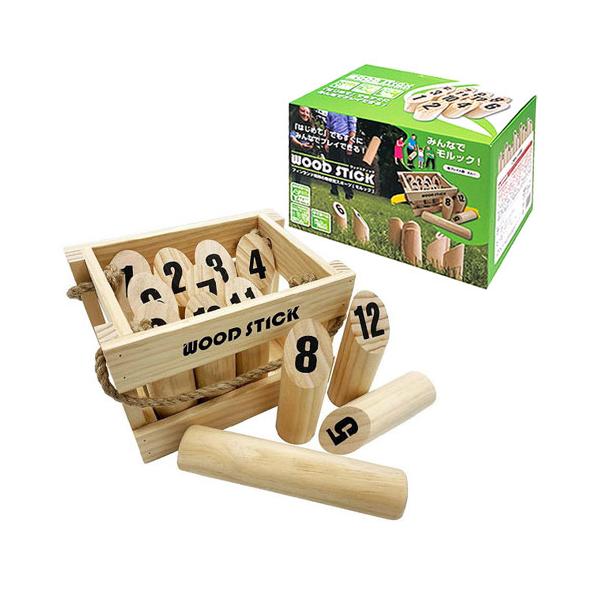 フィンランド発祥のスポーツモルック。得点ピンを地面にならべて、スティックを投げて倒すだけ。公園やビーチ、キャンプやバーベキューなど、みんなで遊ぶことができます。商品サイズ(約)：収納ボックス/幅245×奥行168×高さ175mm、重量555...