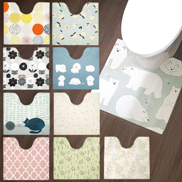 北欧デザインで足元を楽しく華やかに♪スキマにぴったりフィットするトイレマット。撥水加工付きなので汚れた時はサッと拭くだけ！お洗濯不要でお手入れ簡単のマット。サイズ(約)：55×60cm厚み(約)：3.5mm材質：塩化ビニル樹脂原産国：中国