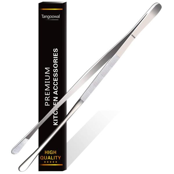 【商品名】　Rivoean ピンセットトング 12インチ エクストラロング ステンレススチール ピンセットトング 【商品説明】　・安全第一 - この素晴らしい12インチキッチントングを使うことで、細菌を防ぎ、火傷の危険を防ぎます。・快適 -...