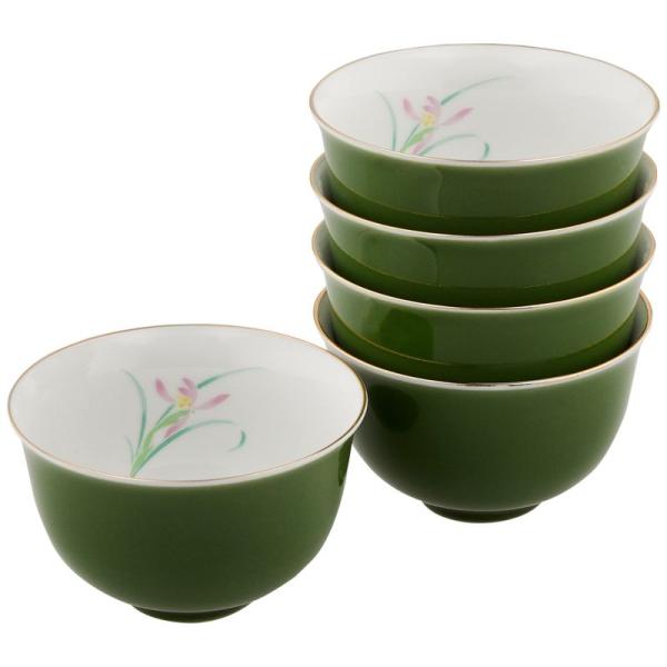 【商品名】　湯のみ おしゃれ : 有田焼 若草ラン 仙茶 セット Japanese Cup x5pcs set Porcelain/Size(cm) Φ 【商品説明】　・サイズ(cm):仙茶:Φ9.1x5.5・生産国:日本・素材・材質:磁器...