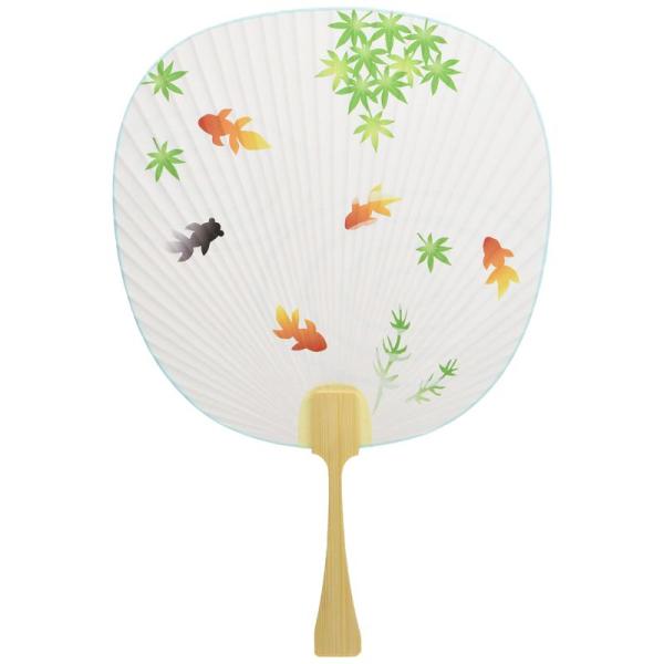 【商品名】　塩見団扇 うちわ 白川(金魚と波紋) 24×36cm 2726 【商品説明】　・原産国:日本・本体サイズ:約24×36cm・材質:和紙・竹骨・竹柄 【サイズ】　高さ : 1.50 cm　横幅 : 24.00 cm　奥行 : 35...
