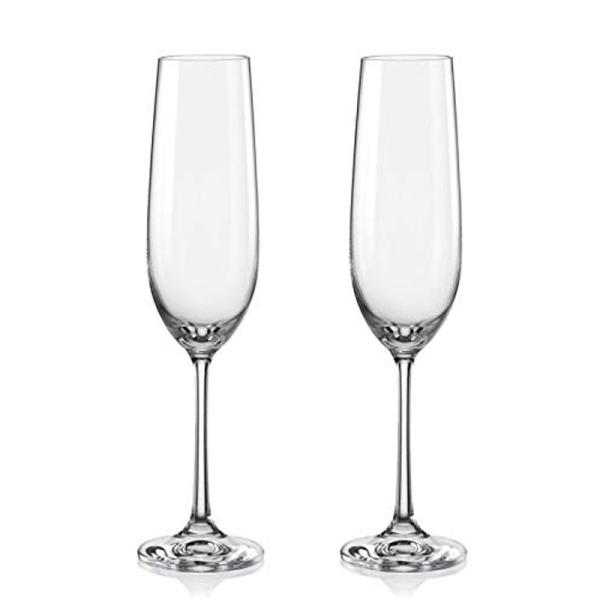 【商品名】　ボヘミアングラス ガラス製 ペアシャンパングラス190ml 【商品説明】　・サイズ（約）：口径4.3cm×高さ24cm、容量190ml・シンプルで使いやすい形状のシャンパングラスです。簡単な茶色のボックス（日本製）入りです。・材...