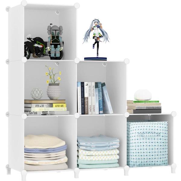 【商品名】　SIMPDIY 本棚 収納棚 収納ラック 整理棚 大容量組み立て式 衣類収納ボックス 便利な ワードローブ 洋服収納/靴棚 カラーボックス  【商品説明】　・[DIY】立方体の収納棚をDIY、想像力とスペースを使って収納の形（四...