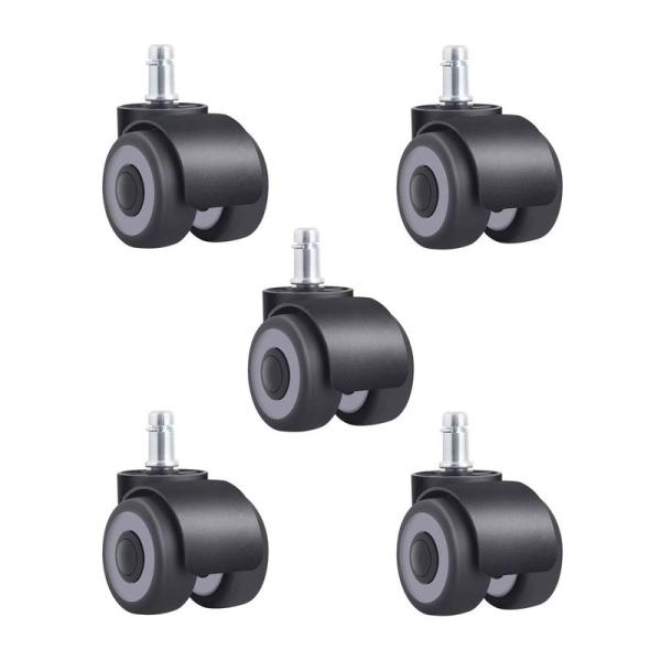 【商品名】　キャスター 5個セット 差込式 TPR（ゴム） 自在 静音 OAチェア用 ウレタンキャスター オフィスチェアー交換 イス用パーツ 取り替え  【商品説明】　・【TPRキャスター】フローリングの床を傷つけにくく、キャスターのゴム跡...