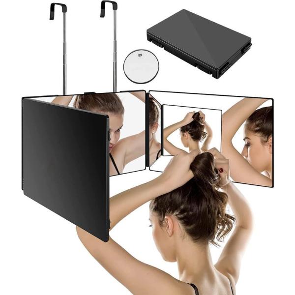 【商品名】　Eastbury 三面鏡 360° 角度自在調整 壁掛け 高さ調節可能 折りたたみ式 立体三面鏡 広い視野角 セルフカット 化粧鏡3ウェイミ 【商品説明】　・【ハイビジョンガラス】高品質なHD鏡面を採用し、外観はABS素材で作ら...