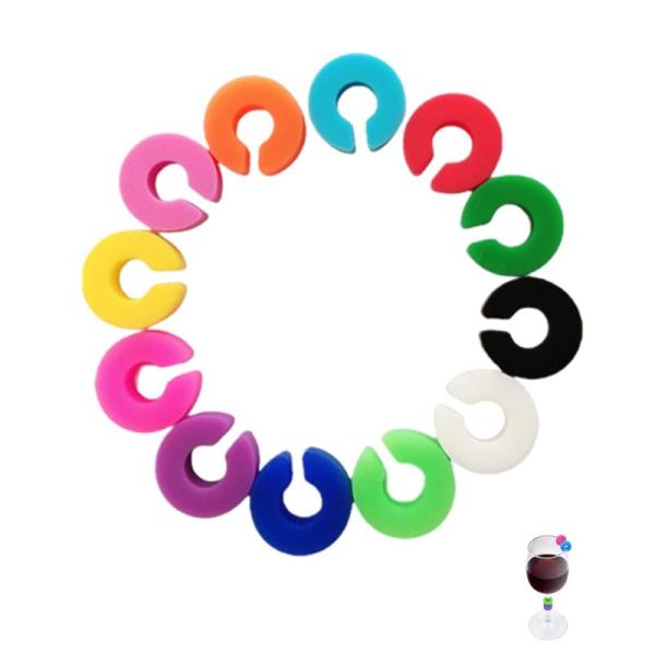 【商品名】　LIKENNY グラスマーカー ワイングラスマーカー 識別リング シリカゲル製 12色 耐久性 パーティー イベント ホームパーティー用 ド 【商品説明】　・【使用するシーン】パーティーなどのさまざまなパーティーでグラス、紙コッ...