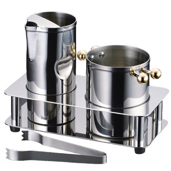 【商品名】　Mr.スリム メタルラック付き水割りセット S MR-615 日本製 【商品説明】　・その他:アイスペールは食洗機不可・原産国:日本・容量:アイスペール/800ml、ウォーターポット/700ml・本体サイズ:アイスペール/152...