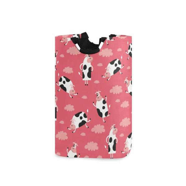 【商品名】　KaariDream ランドリーバスケット 洗濯物入れ 防水 軽量 折り畳み式 撥水加工 取っ手付き乳牛 牛柄 アニマル 動物柄 赤 レッド 【商品説明】　・?【便利】折り畳み式はスペースを占めなくて、屋内と屋外で使用することが...