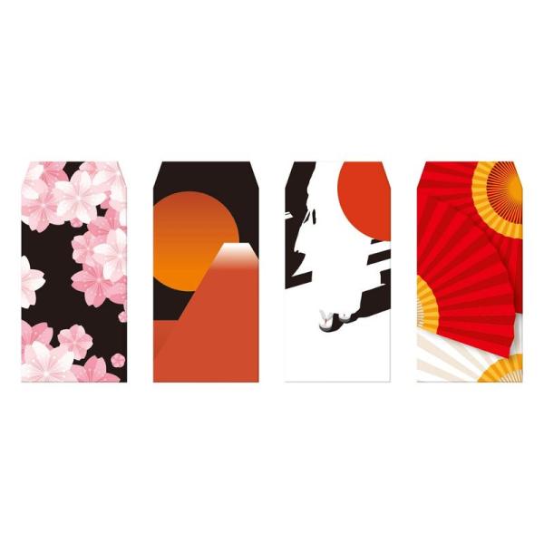 【商品名】　プチ袋 日本の美 ポチ袋 さくら 富士 きもの 扇 【商品説明】　・サイズ：W60mm×H110mm・プチ袋　EVENTAIL 扇（2枚入）1セット・プチ袋　FUJI（2枚入）1セット・プチ袋　KIMONO（2枚入）1セット・プ...