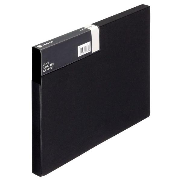【商品名】　ライオン事務器 ケースファイル A4 HF-861-BK 黒 【商品説明】　・【仕様】面ファスナー1個・【材質】PPシート製(再生100%)・0.8mm厚・【背紙】差替え式・【色】黒・【規格】A4判 【サイズ】　高さ : 3.8...