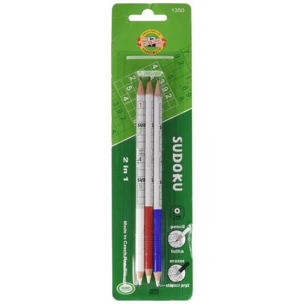 【商品名】　KOH-I-NOOR(コヒノール) グラファイト鉛筆 消しゴム付 1350 SUDOKU 3pcs 3 in SET 1350003001B 【商品説明】　・1350003001BL・3 in SET・graphite penc...