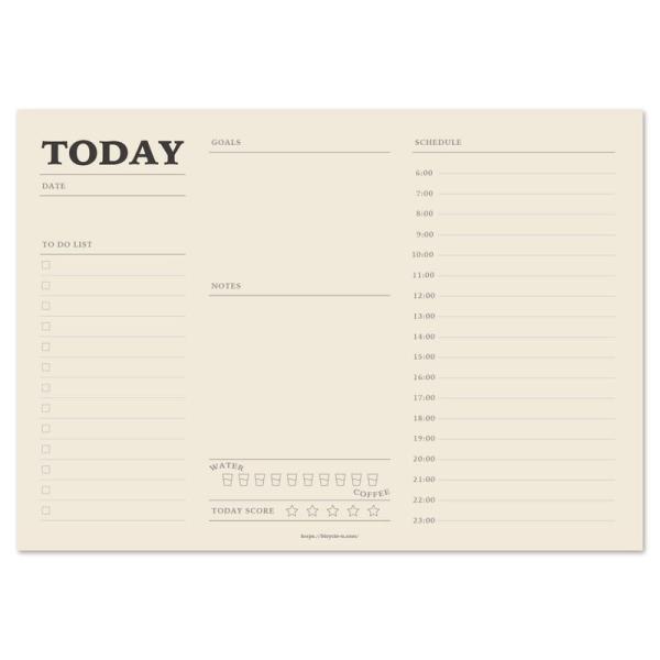 【商品名】　DAILY PLANNER TODAY スケジュール帳 多機能デイリープランナー 50枚 メモ Todoリスト メモ用紙 【商品説明】　・1日の目標・1日の自己採点・タイムスケジュール・チェックボックス付きのToDOリスト・メモ...
