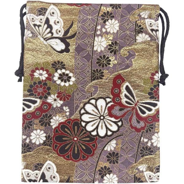 【商品名】　御朱印帳袋 蝶 薄紫 御朱印帳入れ 19×26? 小物入れ 御朱印帳 袋 巾着 巾着袋 日本製 金襴 京都 金らん 西陣織 【商品説明】　・12c×18cの御朱印帳が3&amp;#65374;4個入ります。B5サイズは入りません...