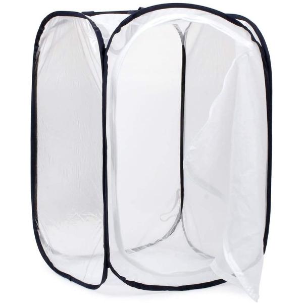 【商品名】　SATiNU 昆虫飼育箱 植物ケージ 標本箱 折り畳み虫かご 昆虫ケージ ポップアップハウジング 通気性 ネット 3色 (A 黒辺 ホワイト 【商品説明】　・【仕　　　　様】 材質：スチールワイヤー1.8mm、ネット190Tdi...