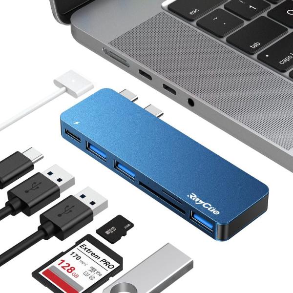 【商品名】　RayCue Macbook ハブ M1 M2 Macbook Air ハブ Macbook Pro ハブ 適応 USB Type C ハブ 【商品説明】　・【Magsafe 3を妨げない設計】Magsafe 3搭載のMacbo...