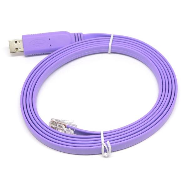 【商品名】　KAUMO CONSOLE(RJ45) USB変換 コンソールケーブル (パープル 2.0m FTDIチップ) 【商品説明】　・FTDI社製チップ（FT232R）を使用しており、多くのOSにインストール済みのドライバで動作します...