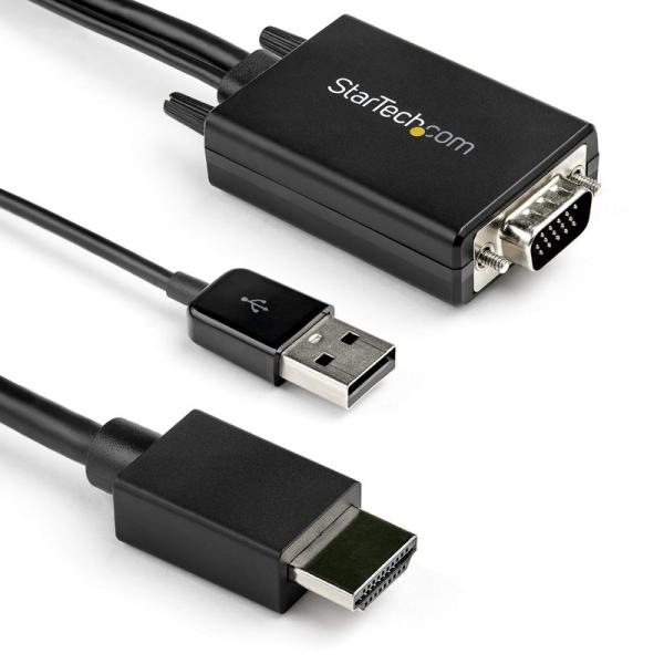 【商品名】　StarTech.com VGA - HDMI 変換アダプタケーブル 2m USBオーディオ対応 1920x1080 アナログRGBからHD 【商品説明】　・USBオーディオ・USBバスパワー対応・プラグアンドプレイ式インストー...