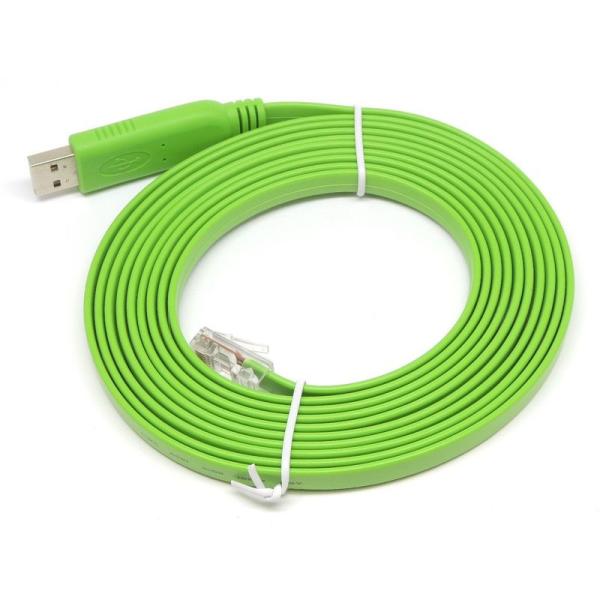 【商品名】　KAUMO CONSOLE(RJ45) USB変換 コンソールケーブル (グリーン 3.6m FTDIチップ) 【商品説明】　・FTDI社製チップ（FT232R）を使用しており、多くのOSにインストール済みのドライバで動作します...