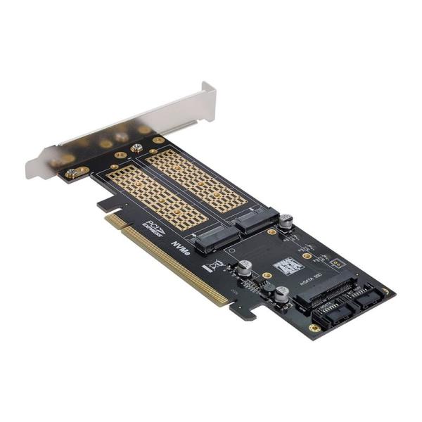 【商品名】　Cablecc PCI Express PCI-E 3.0＆Dual SATA to NGFF NVME MSATA M-Key B/M-k 【商品説明】　・3つのSSDは同時に動作できます。オペレーティングシステムに転送し、ソ...