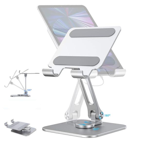 【商品名】　ULBRE タブレットスタンド 折りたたみ式 ipad スタンド タブレット 電子書籍 スマートホン 携帯スタンド 360度回転 机 pcデ 【商品説明】　・[ 洗練された職人技 ] プレミアムアルミ合金製、底にシリコンパッドを...