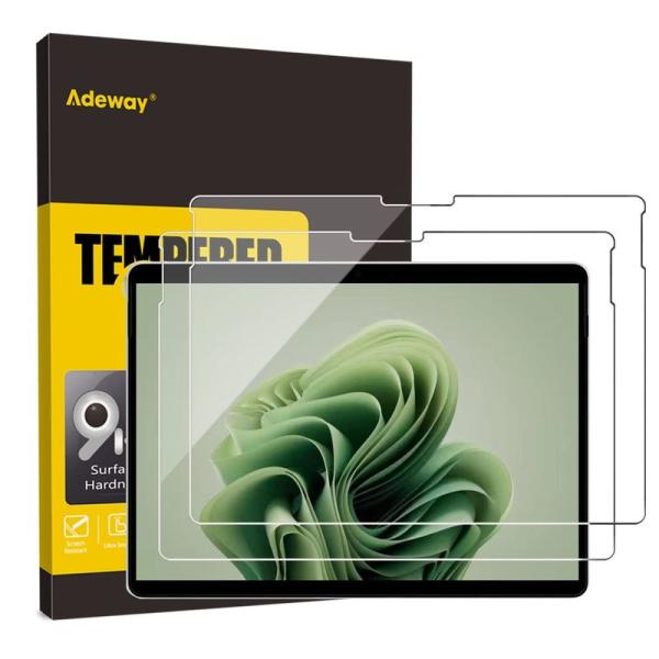 【商品名】　2枚入りAdeway Microsoft Surface Pro 9/8/X 13Inch ガラス保護フィルム U型9H硬度 高透過 指紋防 【商品説明】　・☆【優れた素材】業界最高硬度（9H ）の高品質な強化ガラスフィルムを採...