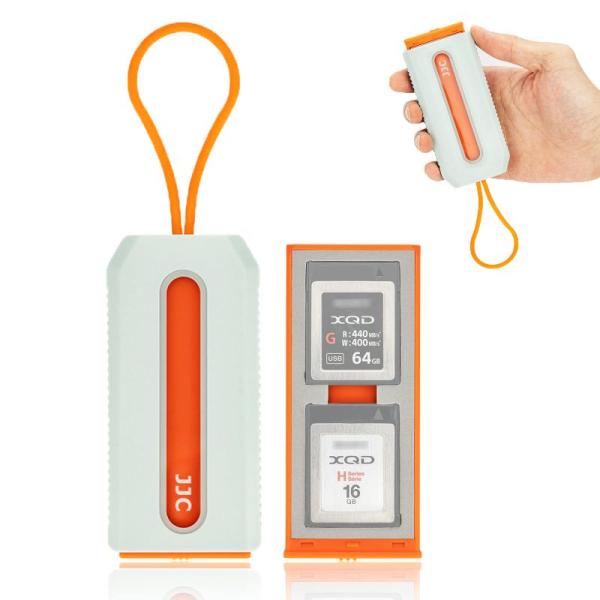 【商品名】　JJC 引き出し メモリーカードケース 4 枚 CFexpress Type B/XQDカード 用 収納ケース 軽量 コンパクト 持ち運びが 【商品説明】　・【便利】カード収納ケースが軽いし、シリコン紐付き、持ち歩って便利で、ポ...