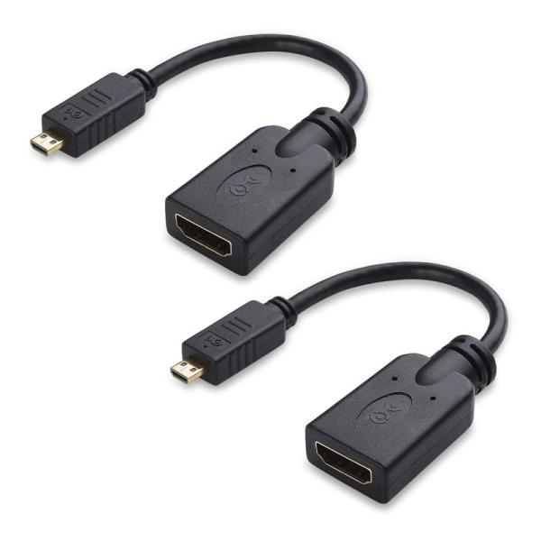 【商品名】　Cable Matters Micro HDMI 変換アダプター マイクロHDMI 変換アダプタ 2本セット 15cm 4K HDR対応 R 【商品説明】　・【多機能】HDMI Micro 変換アダプターは最新のHDMI規格に準...